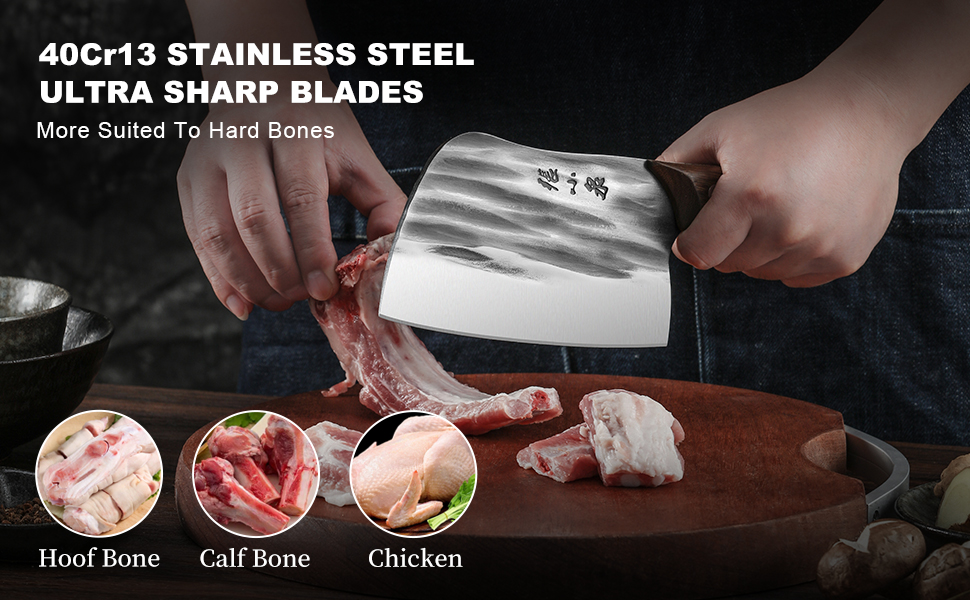Amazon.com: ZHANG XIAO QUAN SINCE 1628 Heavy Duty Butcher Knife, 40Cr13 Stainless Steel Chinese ...