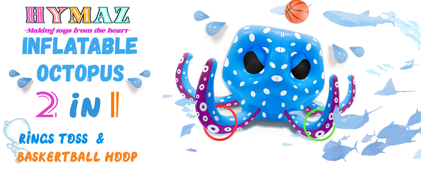 Amazon.com: Octopus Pool Toys for Kids Ages 4-8, 2-in-1 Inflatable Float Water Games Toys with ...