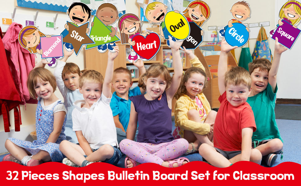 Amazon.com: 32 Pieces Shapes Classroom Posters Shapes Bulletin Board ...