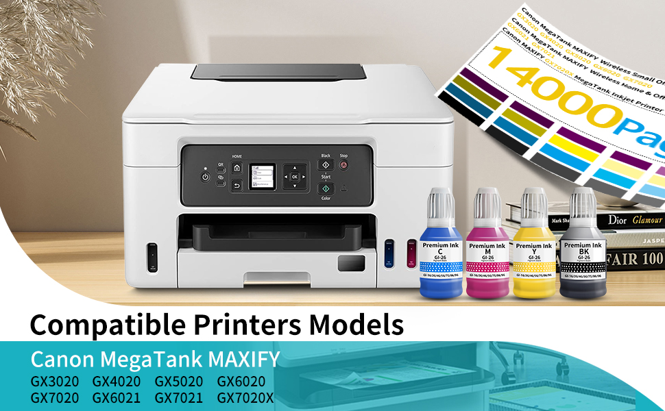 Amazon.com: GI-26 GI26 GX7021 GX4020 Ink Refill Bottles Replacement for Canon MAXIFY GX7020 ...