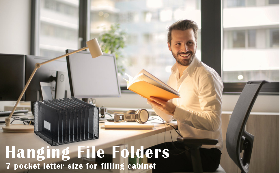 Amazon.com : 2-in-1 Expanding Hanging File Folders for Filing Cabinet, TRANBO 7 Pockets Extra ...