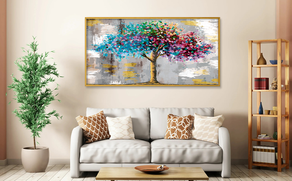 Amazon.com: HPINUB Abstract Tree of Life Framed Canvas Wall Art, Modern Mid Century Wall Decor ...