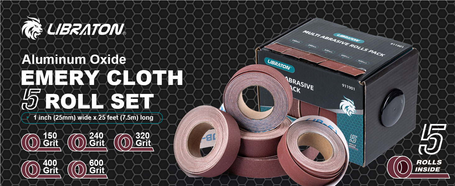 Libraton Emery Cloth Roll Set, Abrasive Sandpaper Rolls, Boxed Multi-Roll Assorted Abrasive ...