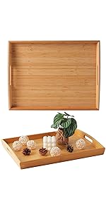 Amazon.com | Joy&Grace Bamboo Serving Tray Bed Tray with Handles ...