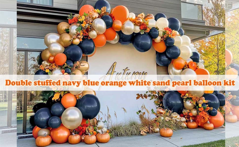 Amazon.com: Navy Blue Orange Balloon Garland Double Stuffed Dark Blue Burnt Orange White Sand ...