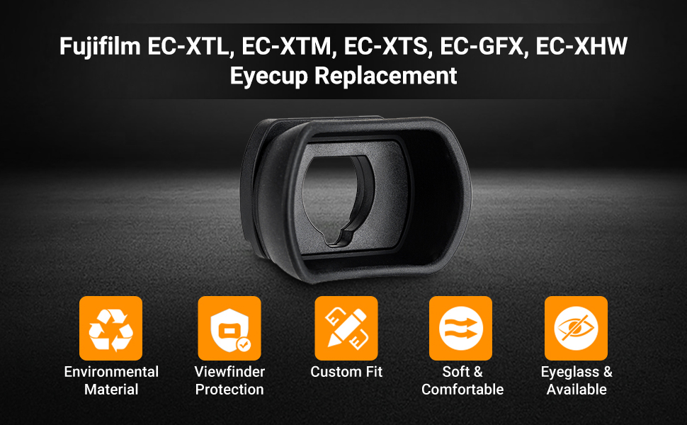 Kiwifotos Long Soft Viewfinder Eyecup Eyepiece for Fuji Fujifilm X-T5 X-T4 X-T3 X-T2 X-T1 X-H1 X ...