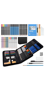 Corslet 42 Pc Sketching Kit Drawing Pencils for Artists Kit A5 Sketch Book Charcoal Pencil Art ...