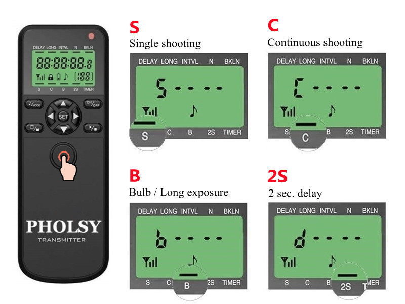 Amazon.com : PHOLSY Wireless Timer Remote Control with Intervalometer HDR for Sony a1, a9, 9M2 ...