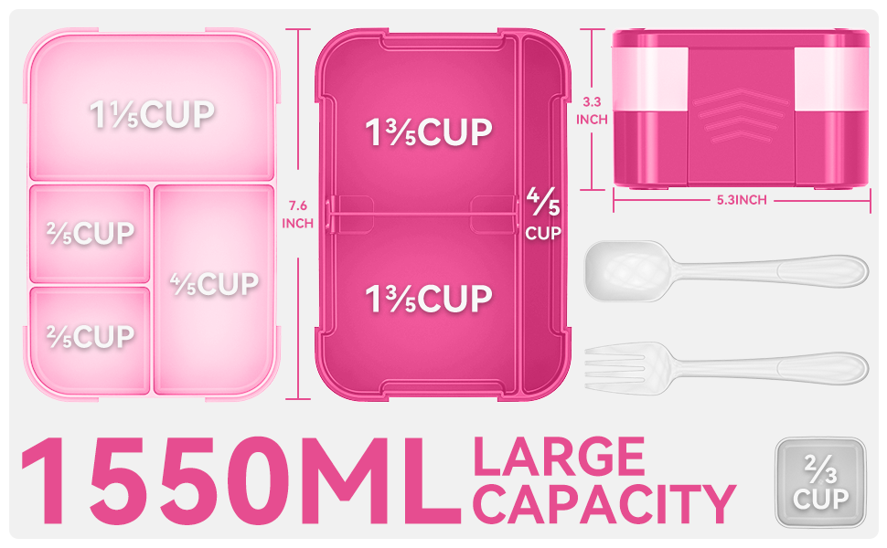 Amazon.com: STAVOZE Bento Box, Bento Lunch Box for Kids, 1550ML Lunch Containers for Kids/Adults ...