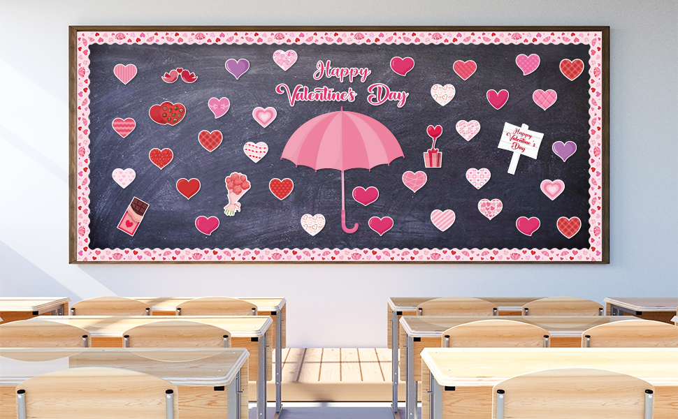 Amazon.com: AsodSway Valentine's Day Umbrella Heart Bulletin Board ...