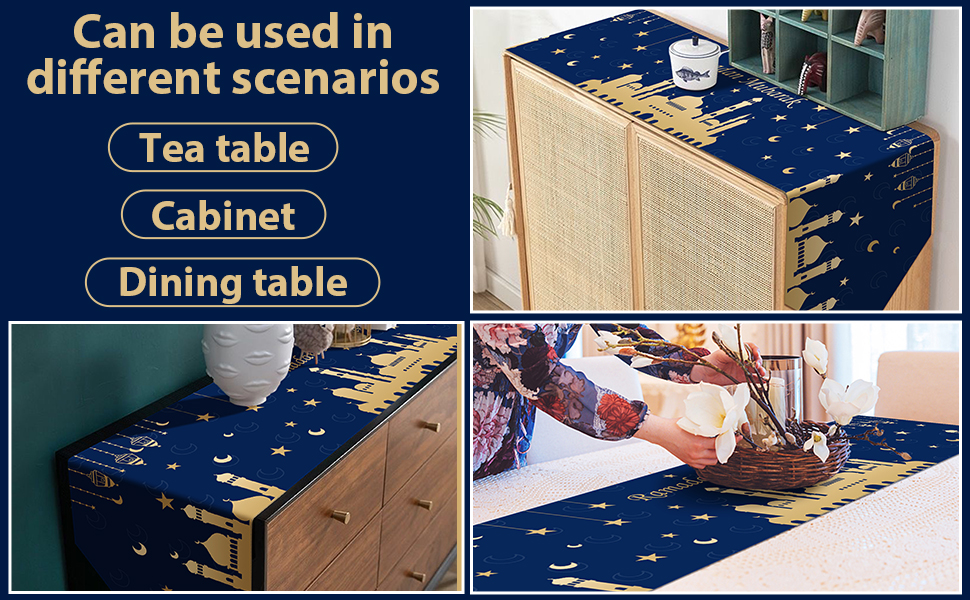 2 PCS Eid Mubarak Table Runner with Tassels - Ramadan Mosque Tablecloth ...