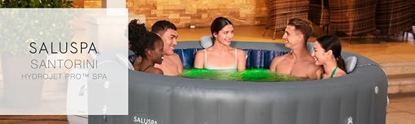 Amazon.com : Bestway Santorini SaluSpa HydroJet Pro 5-7 Person Inflatable Hot Tub Spa with 180 ...