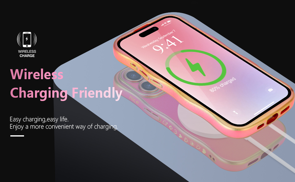 Amazon.com: LCHULLE for iPhone 15 Pro Max Case for Women Girls, Cute Colorful Wave Frame Curly ...