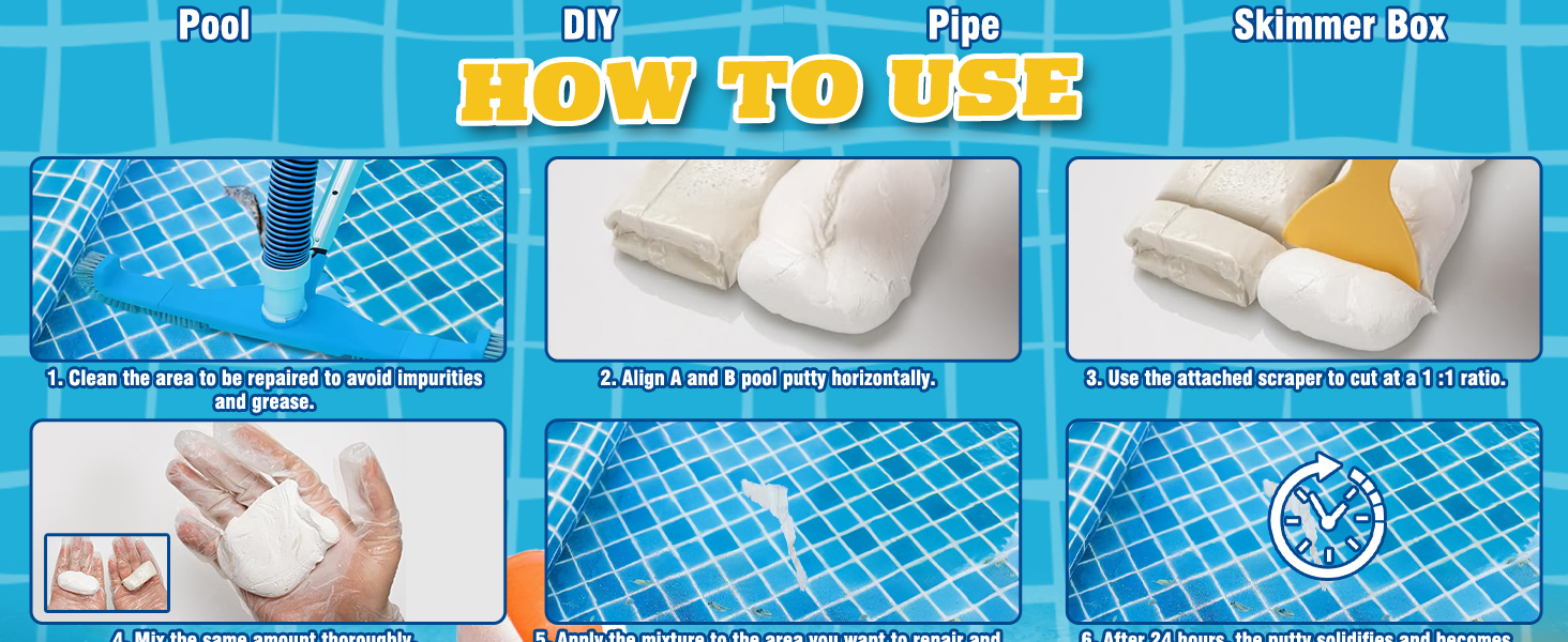Amazon.com : Epoxy Putty, 17.6 oz. Pool Putty, Underwater or Above Fast Repair, Fix Leaks ...