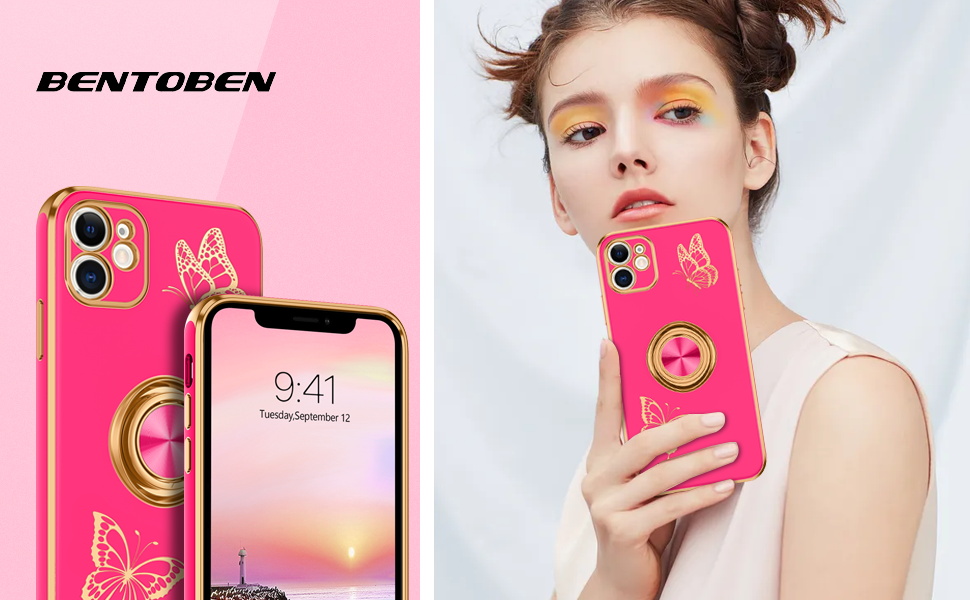 Amazon.com: BENTOBEN for iPhone 13 Case, Phone Case iPhone 13, Slim Fit Cute Butterfly Design ...