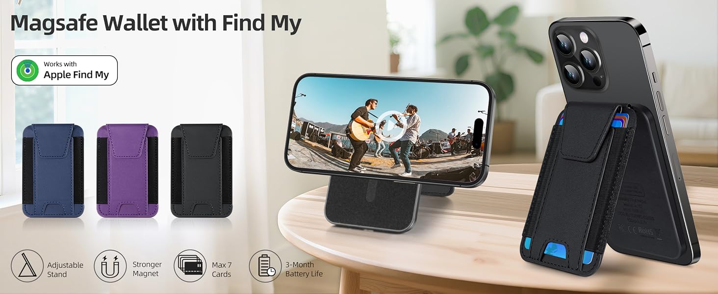 Amazon.com: ExtreLife for Magsafe Wallet, Works with Apple Find My, Magnetic Phone Wallet with ...