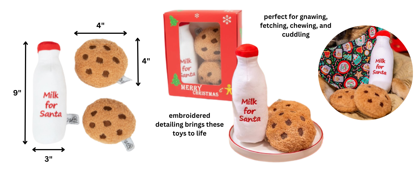 Amazon.com: Midlee Santa's Milk and Cookies Plush Dog Toy Gift Box ...