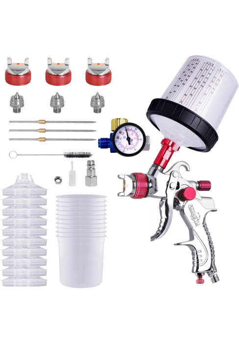 HVLP Paint Sprayer with 10pcs 600ML Mixing Quick Cup,Spray Paint Gun Set Contain 3 Nozzles 1.4/1 ...
