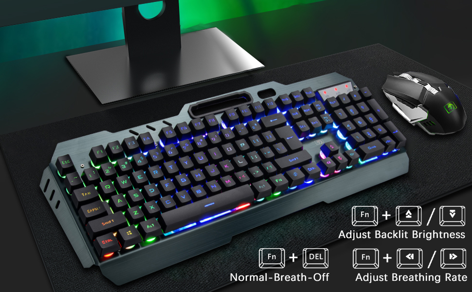 Wireless Gaming Keyboard and Mouse Combo, Rainbow LED Backlit ...