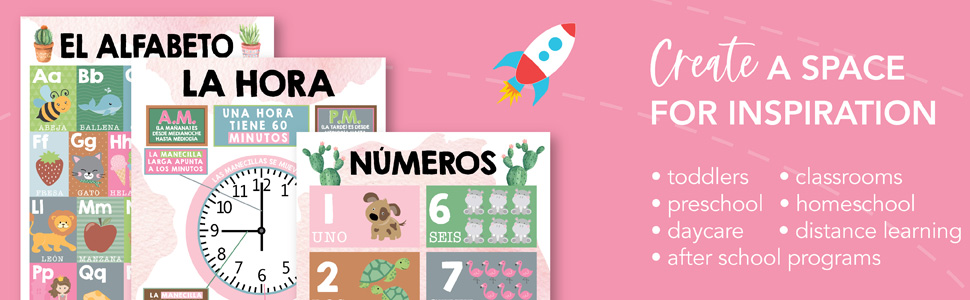 Amazon.com : Hadley Designs Spanish Classroom Decorations - 12 Spanish ...