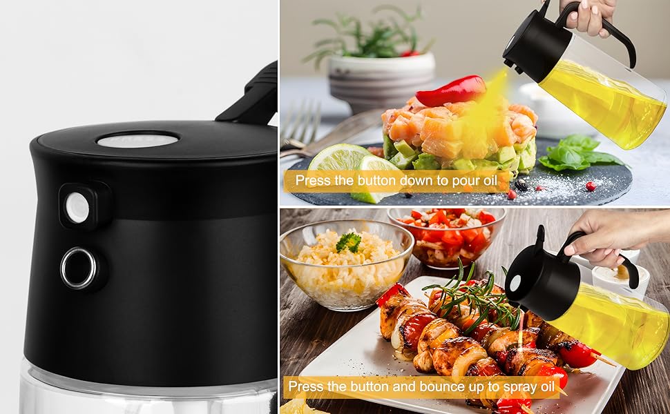 Amazon.com: Misimain Botella dispensadora de aceite pulverizador de aceite 2 en 1 botella ...