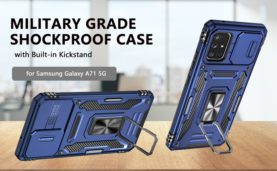 Amazon.com: KOBBRAN for Samung Galaxy A71 5G Case with Slide Camera Cover Ring Kickstand ...