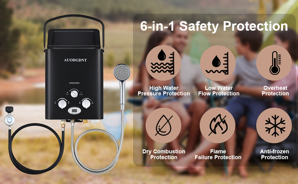 Portable Water Heater Propane Tankless,6L 1.58GPM Outdoor Instant Gas Water Heater with LED ...