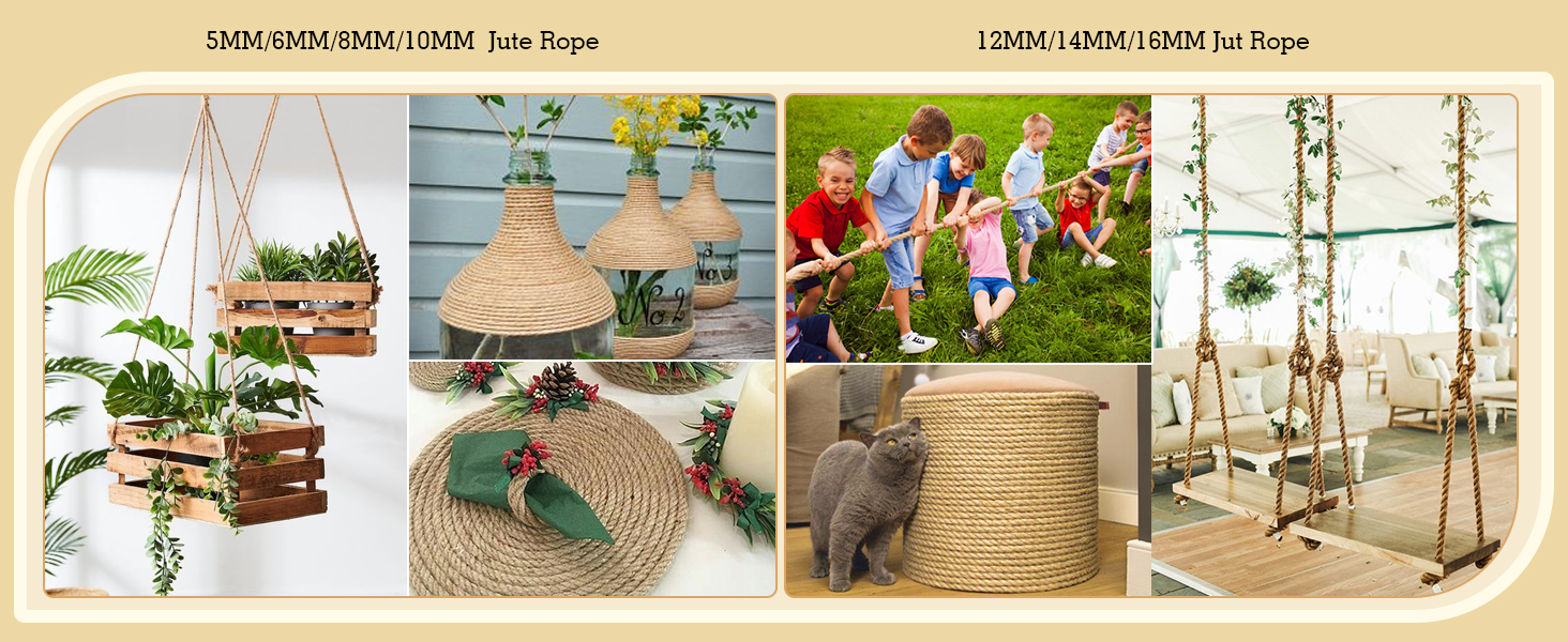 Amazon.com: KINGLAKE GARDEN Jute Rope,Hemp Rope Heavy Duty Jute Rope 1/ ...