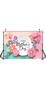 Amazon.com : WOLADA 7x5FT Happy Mothers Day Photography Backdrop Mother's Day Flowers Wall ...