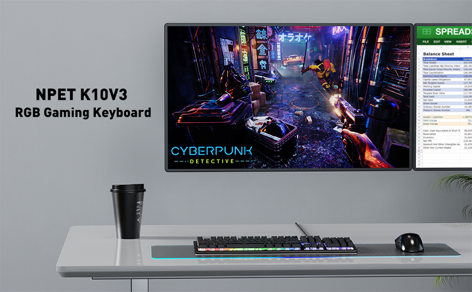 Amazon.com: NPET K10pro Wired Gaming Keyboard - LED Backlit USB Membrane Keyboard, Spill ...