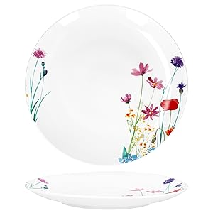 MamboCat Marie 12tlg Tafelservice I Porzellan-Geschirr mit Blumenwiese-Dekor für 6 Personen I 6X ...