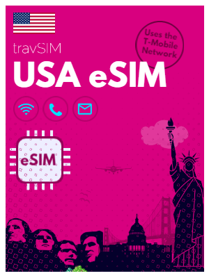 travSIM eSIM for USA Travel | T-Mobile Network | 50GB mobile data at 4G/5G speeds | e SIM Card ...