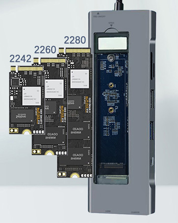 Amazon.com: 8 in 1 USB-C Hub with M.2 NVMe/SATA SSD Enclosure, USB C Hub Adapter Fits PCIe 3.0 ...