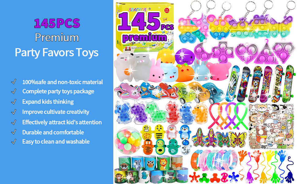 Amazon.com: 145 Pcs Party Favors for Kids, Pop Fidget Toys Pack, Goodie Bags Fillers for Kids ...