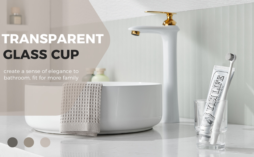 Amazon.com: Bathroom Glass Cup, Aomasi Transparent Toothbrush ...