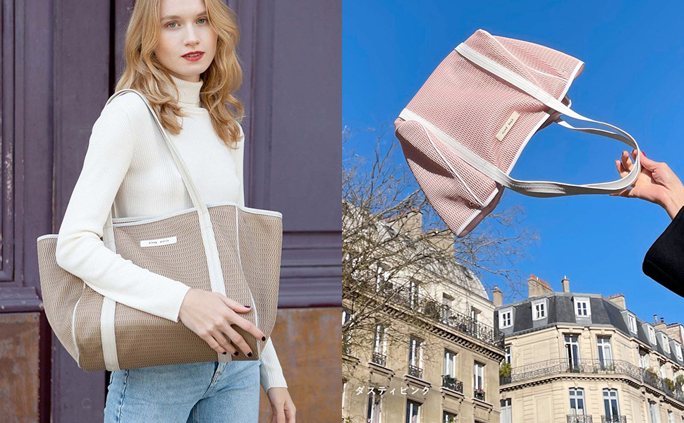 Amazon | [qbag paris] ネスト M ジップ付き マザーズバッグ トートバッグ 大容量 大きめ 軽量 洗える カジュアル ビジネス 通勤 通学 a4 パソコン おしゃれ 透け ...