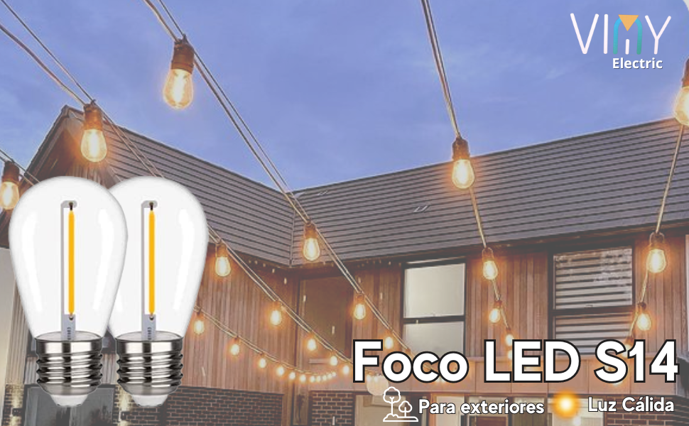 Foco de repuesto para guirnalda foco LED S14 foco vintage foco LED 1w para exteriores, bombillas ...