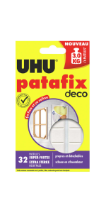 UHU Patafix blanche - pastilles adhésives prédécoupées, pâte à fixer, repositionnables, blanche ...