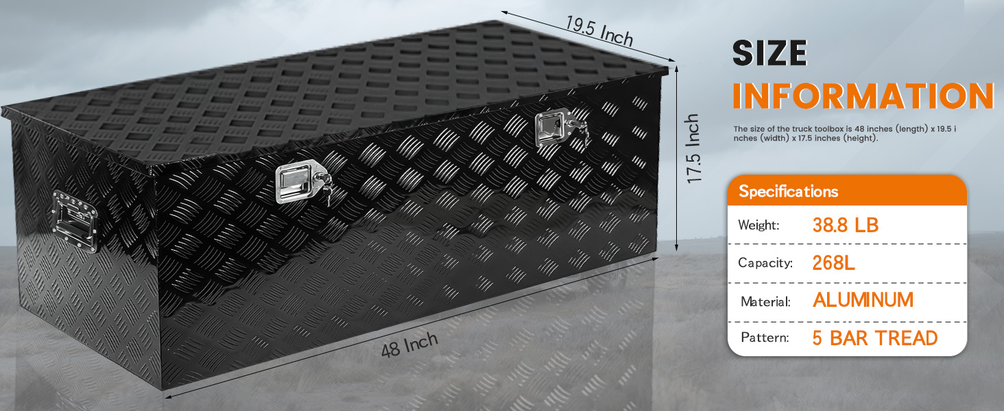 Amazon.com: Vigorighter 48 Inch Aluminum Truck Tool Box, 48" x 19.5" x 17.5" Heavy Duty Truck ...