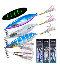 Amazon.com : Goture Slow Pitch Jigs, Glow Flat Fall Jig Fishing Lure with Double Assist Hooks ...