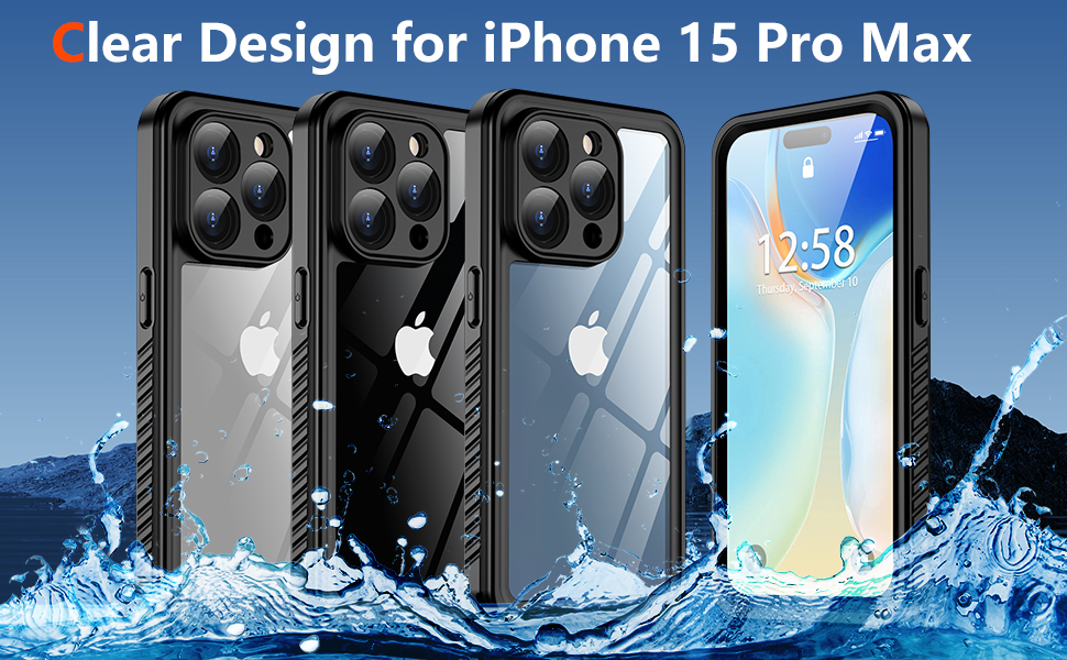 Amazon.com: Oterkin iPhone 15 Pro Max Waterproof Case, Full Body Protective With Built-in Screen ...