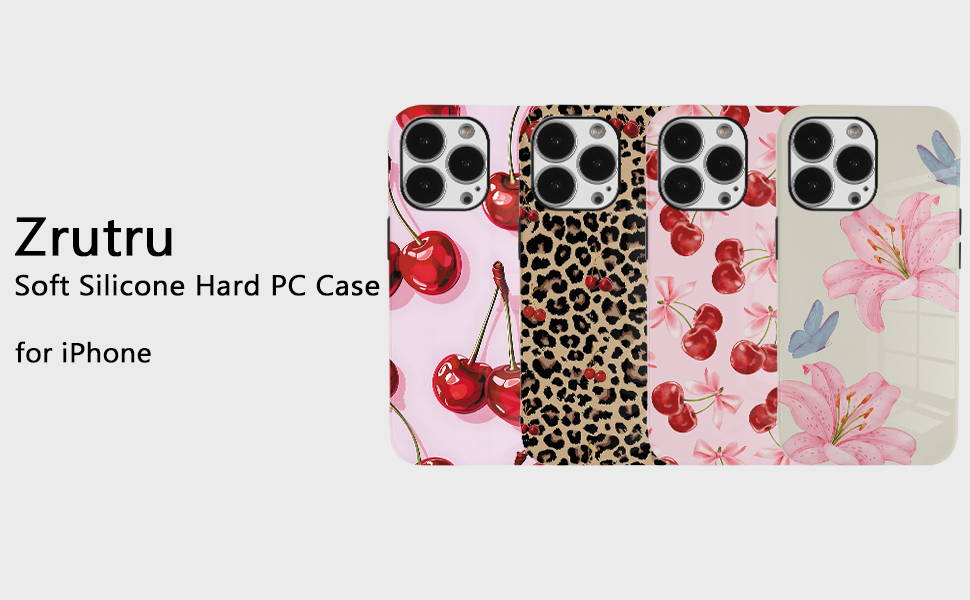 Amazon.com: Zrutru 2 Pack Cherry Phone Cases for iPhone 14/iPhone 13 Case Cute Pink Cherry Bow ...