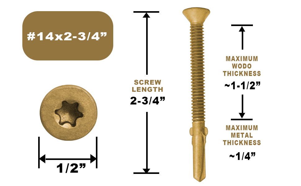 181Pcs #14 x 2-3/4" Trailer Deck Screws, Self-Drilling Wood to Metal Screws, T30 Star Bits ...