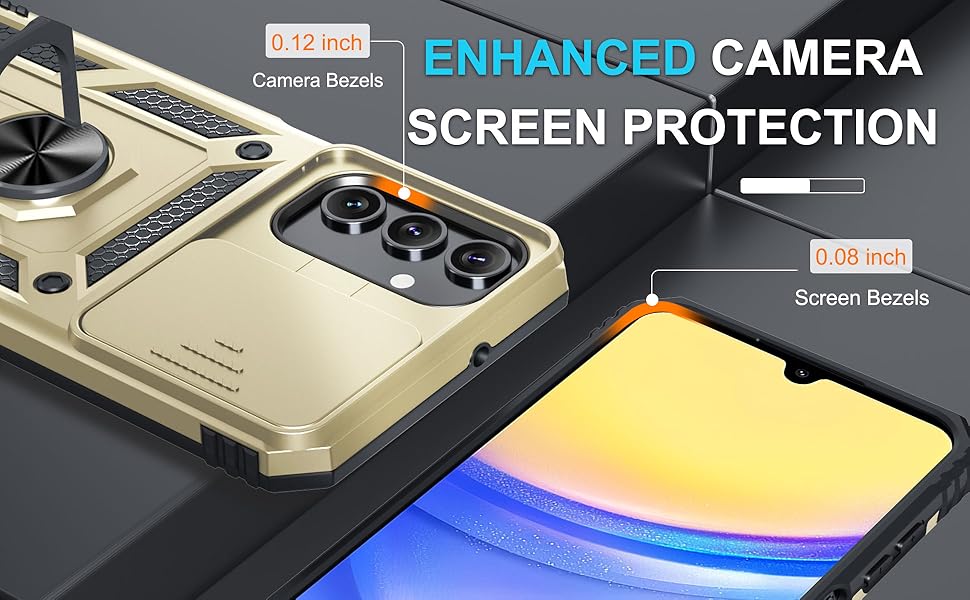 Amazon.com: Janmitta Compatible with Galaxy A15 5G Case Built in Slide Camera Lens Cover+Screen ...