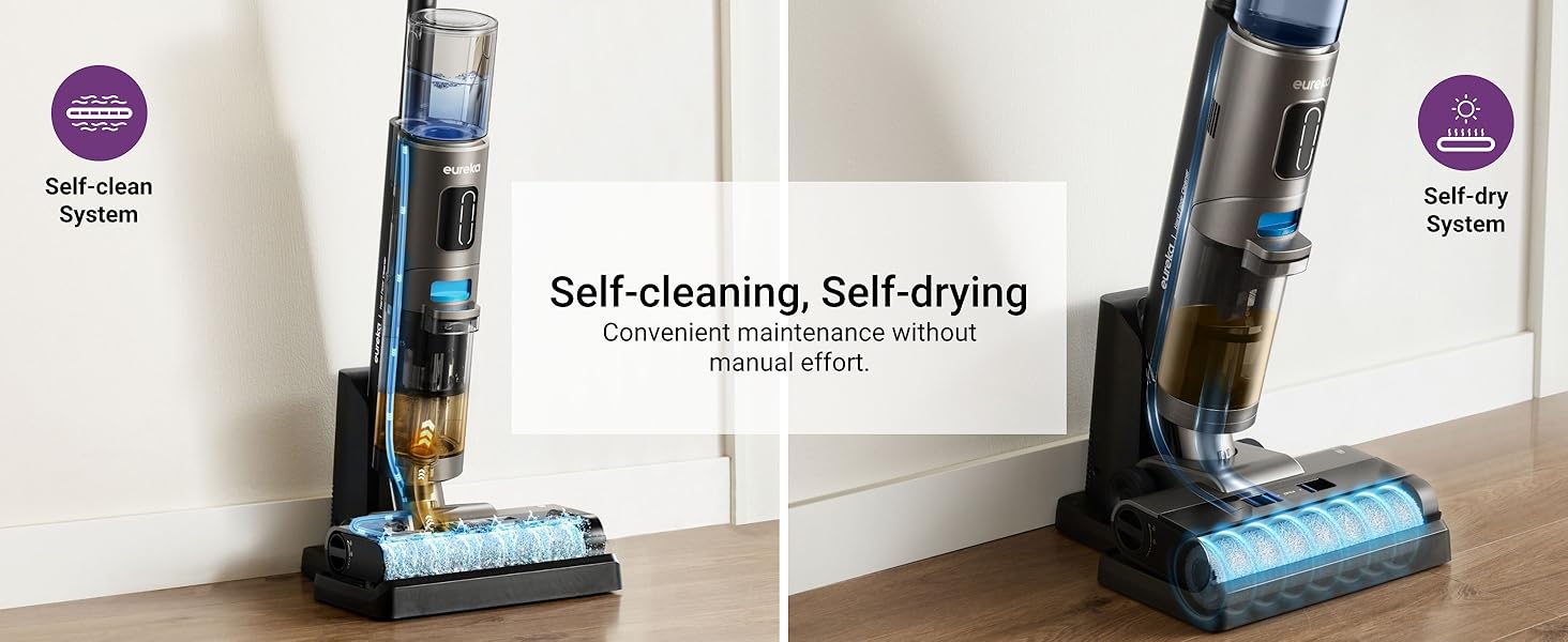 EUREKA RapidWash NEW430BL Cordless Wet Dry Vacuum Cleaner, Smart Floor Washer with Self Cleaning ...