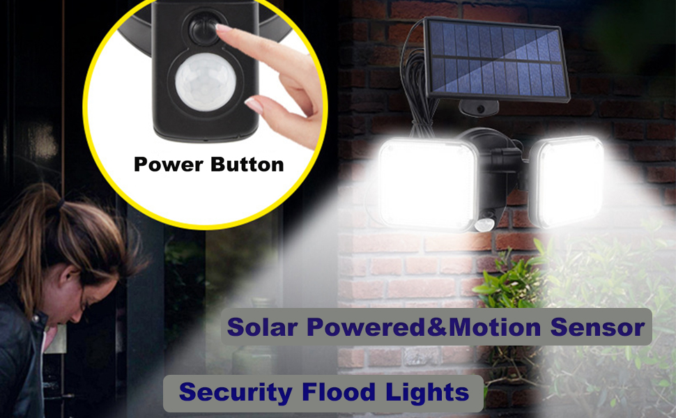 iKenta Motion Sensor Solar Lights,18W 120 LED Solar Flood Lights Outdoor, Dusk to Dawn Dim Solar ...