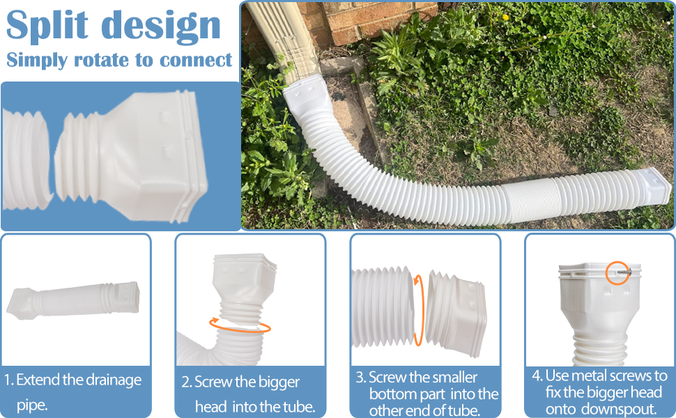 Riboud 2 Pack Rain Gutter Downspout Extensions Flexible, Gutter ...