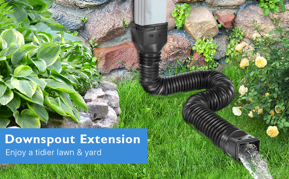 POBOMVOM Rain Gutter Downspout Extensions, 21"-60" Flexible Drain ...