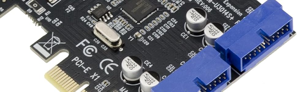 KALEA-INFORMATIQUE PCI Express PCIe-auf-USB 3.0-Controller-Karte mit 2 internen USB3-Ports, 19 ...