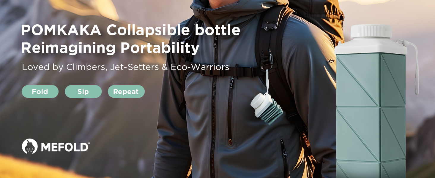 Amazon.com: Mefold POMKAKA Collapsible Water Bottles 24.3oz(720ml), 2nd Generation Leakproof BPA ...